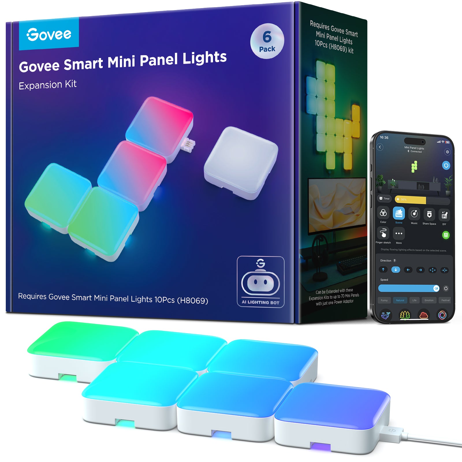 Govee Mini Panel Lights - 6 Piece Expansion Pack